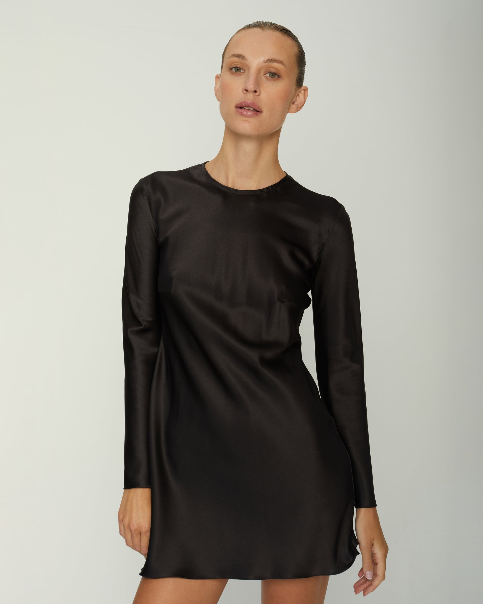 THEIA SILK-SATIN MINI DRESS – OCEAN X SILK